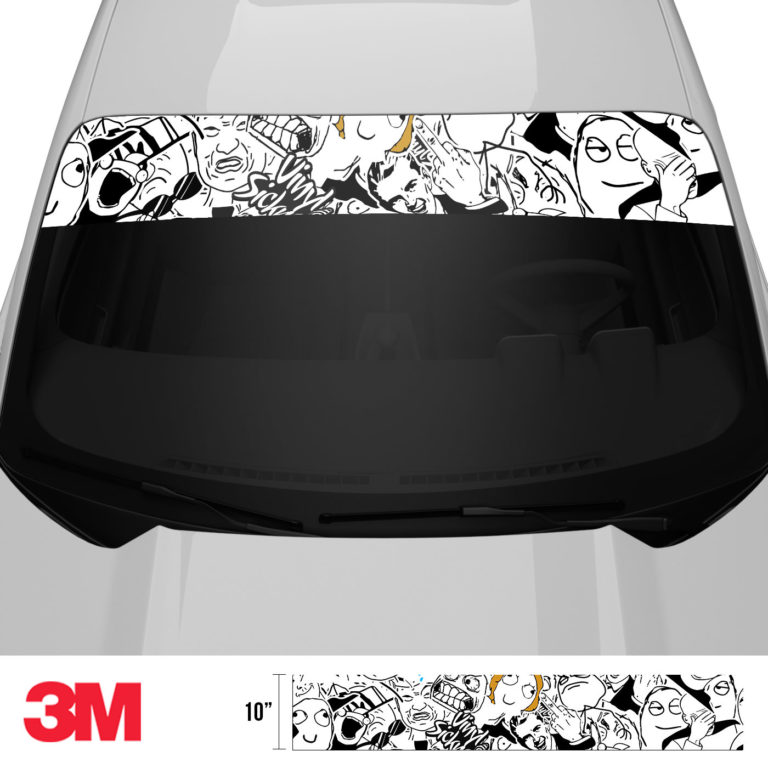 Meme Sticker Bomb • Windshield Banner Sun Strip • Vinyl Sickness