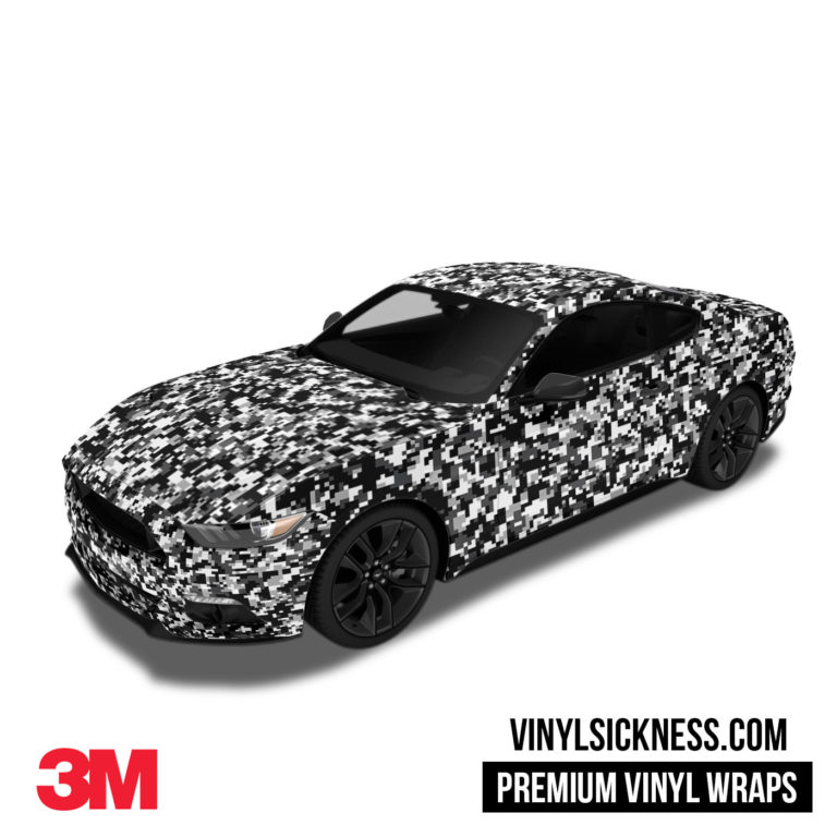 SNOW BLACK DIGITAL CAMO WRAP • CAR / TRUCK VINYL WRAPS • VS